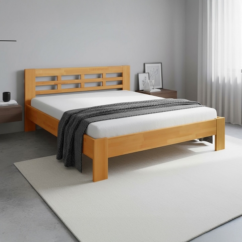 Dvojlůžková postel z masivu ANGELA 180x200 cm ořech světlý | Svět svítidel