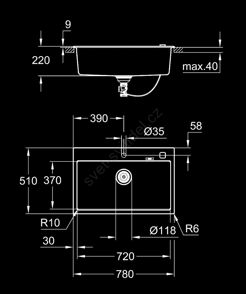 GROHE 31652AP0 - Kompozitní dřez K700 780 × 510 mm granit/černá | Svět ...