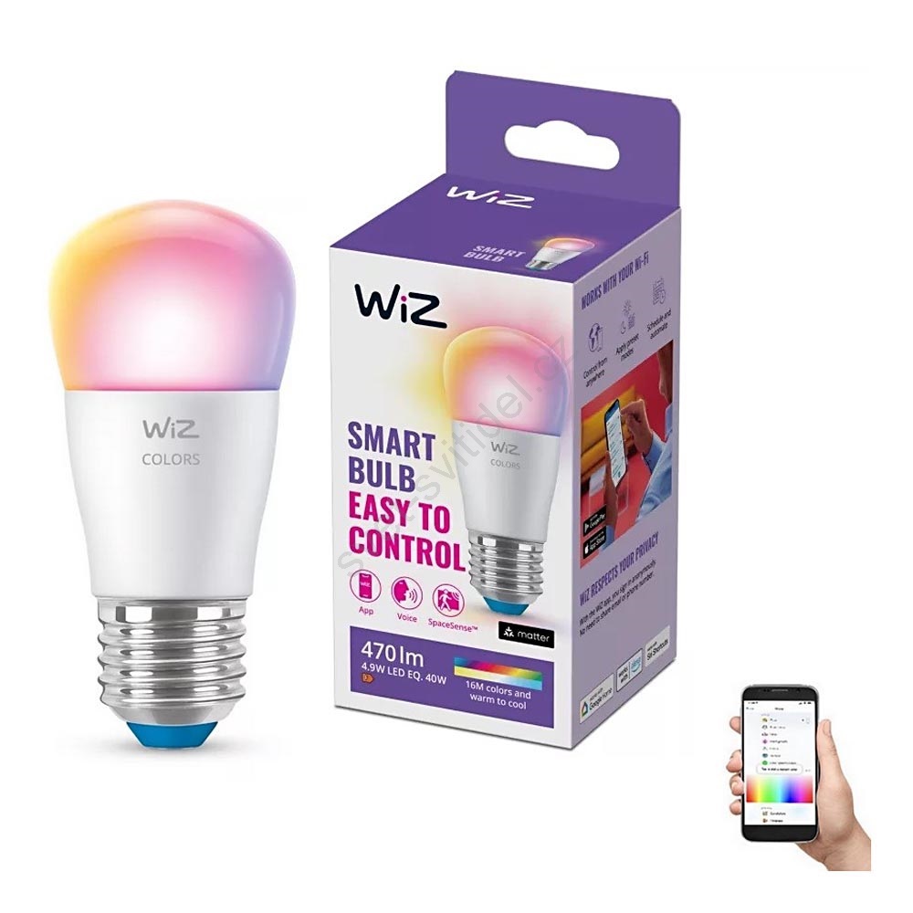 LED RGBW Stmívatelná žárovka P45 E27/4,9W/230V 2200-6500K CRI 90 Wi-Fi - WiZ | Svět svítidel