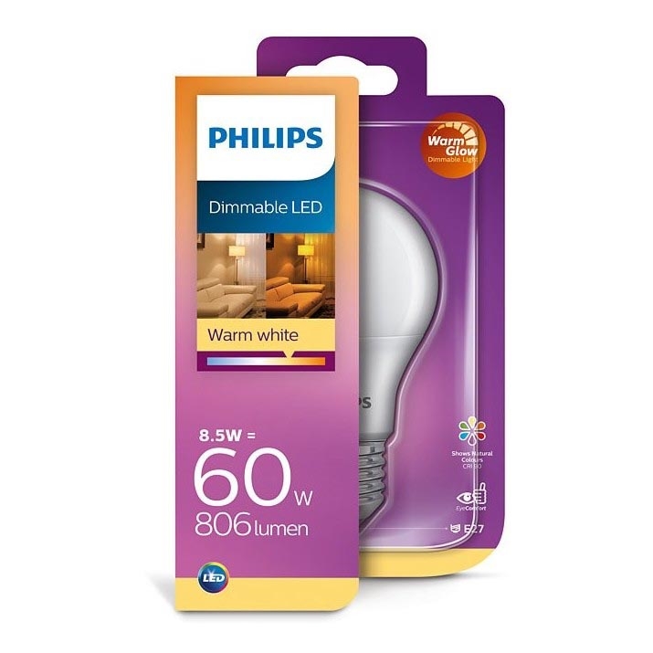 LED Stmívatelná žárovka Philips Warm Glow A60 E27/8,5W/230V 2200-2700K ...
