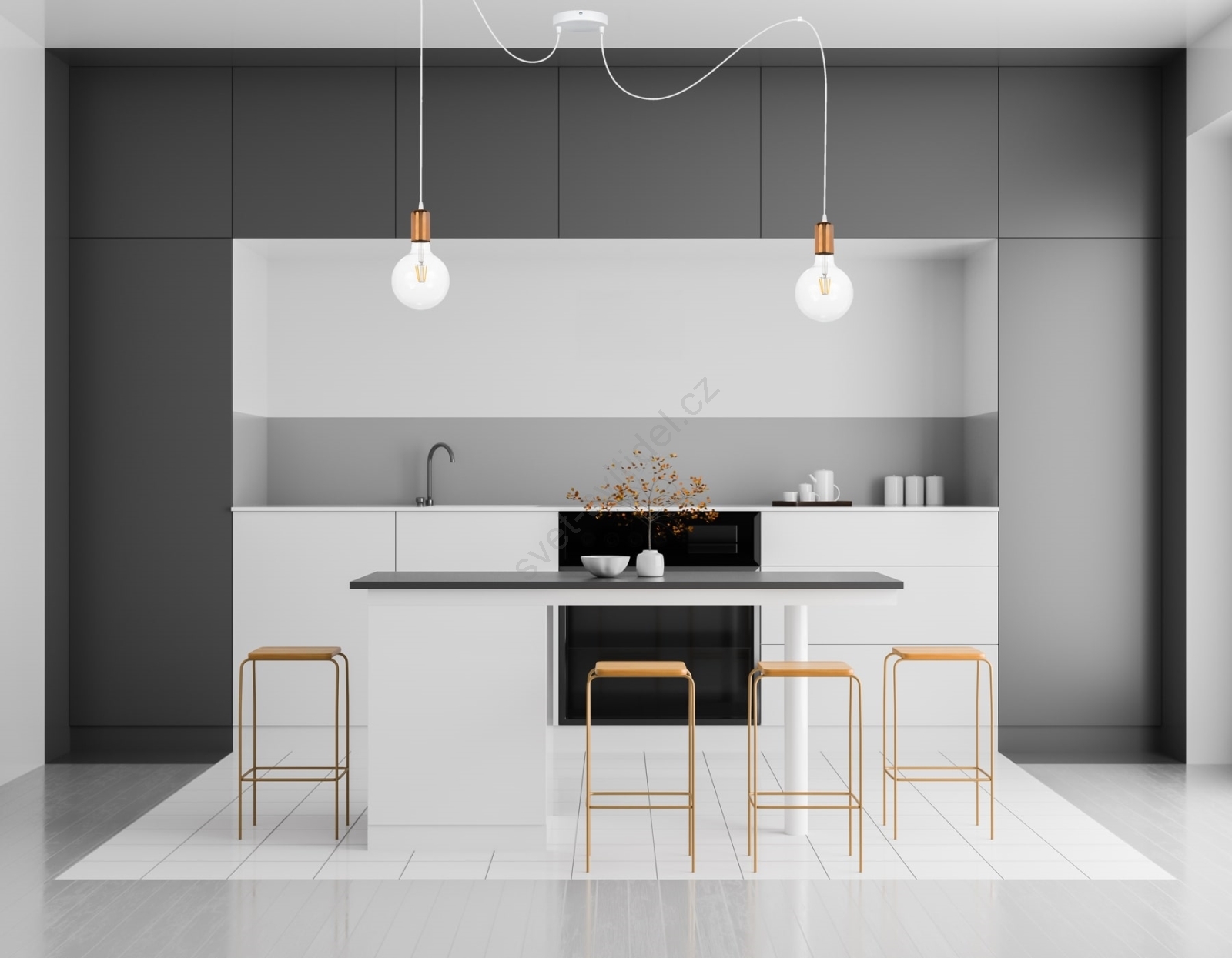 Lustr na lanku MIROS 2xE27/60W/230V bílá/měděná | Svět svítidel