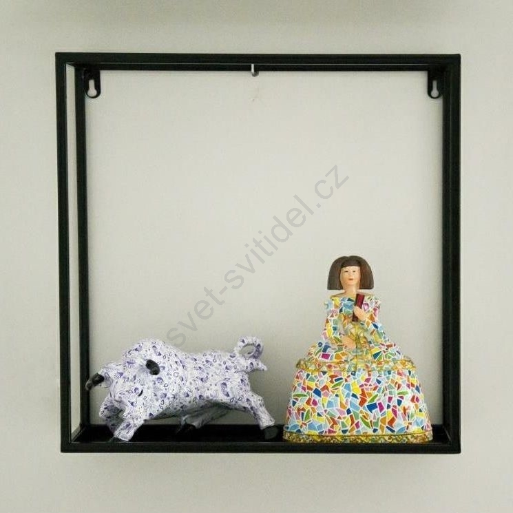 Nástěnná police 40x40 cm černá | Svět svítidel