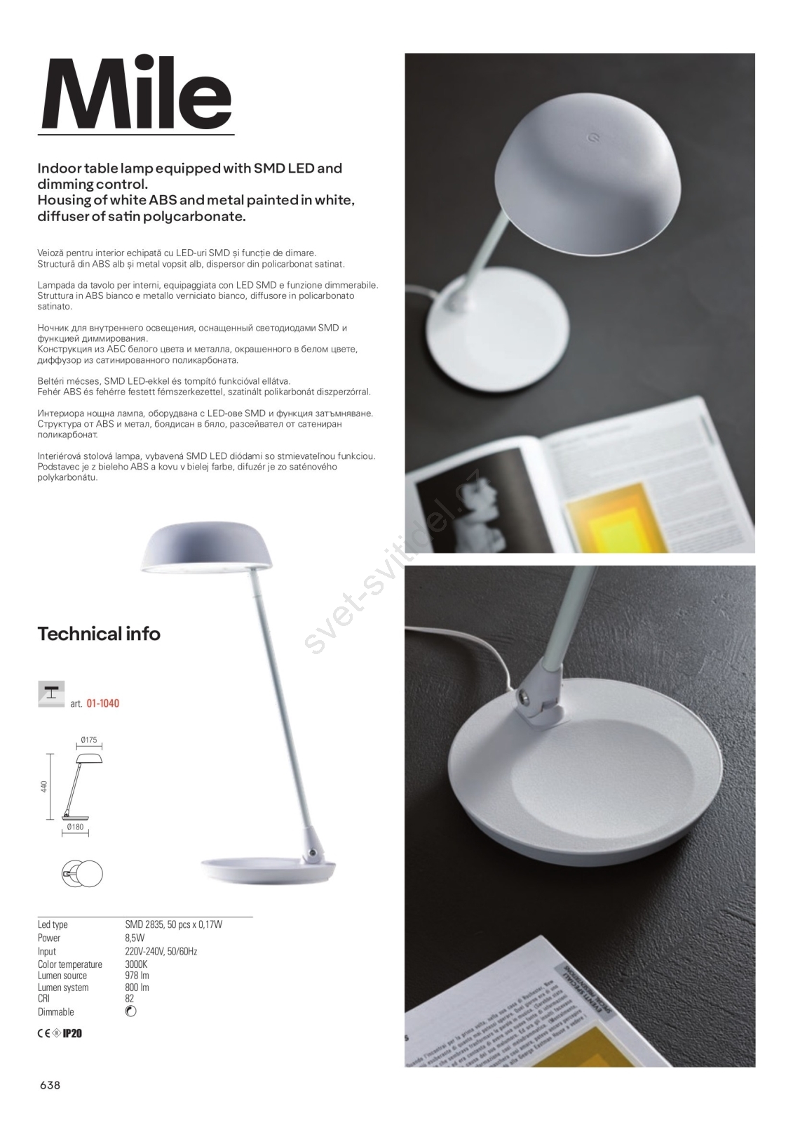 Redo 01-1040 - LED Stmívatelná stolní lampa MILE LED/9W/230V bílá ...