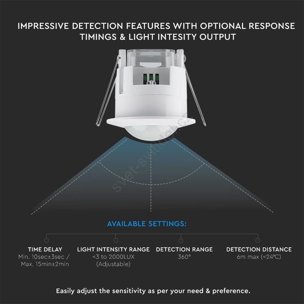 Senzor pohybu podhledový PIR 360° 300W/230V bílá | Svět svítidel